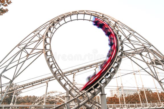 Red Roller Coaster in Orbit Stock Photo - Image of park, fast: 38523058