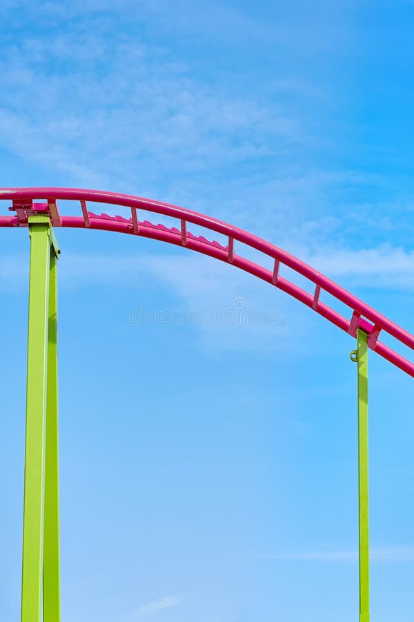 Roller Coaster Tracks in an Amusement Park at Sunset. Stock Photo ...