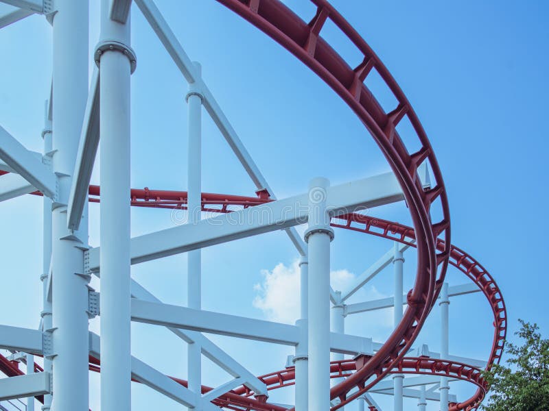 Roller Coaster Rail in Theme Park Stock Photo - Image of rail, fair ...