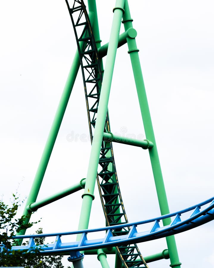 Roller Coaster Rails at an Amusement Park.. Stock Photo - Image of ...