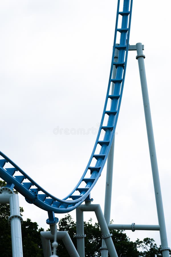 Roller Coaster Rails at an Amusement Park.. Stock Photo - Image of ...