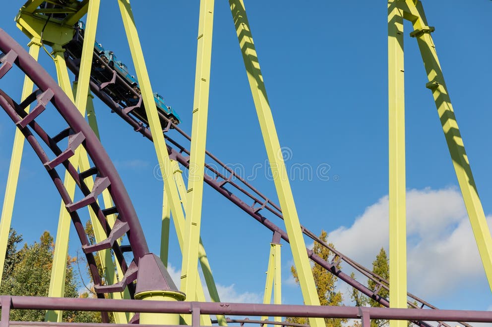 Roller Coaster Rails on Attraction in a Children S Park Stock Image ...
