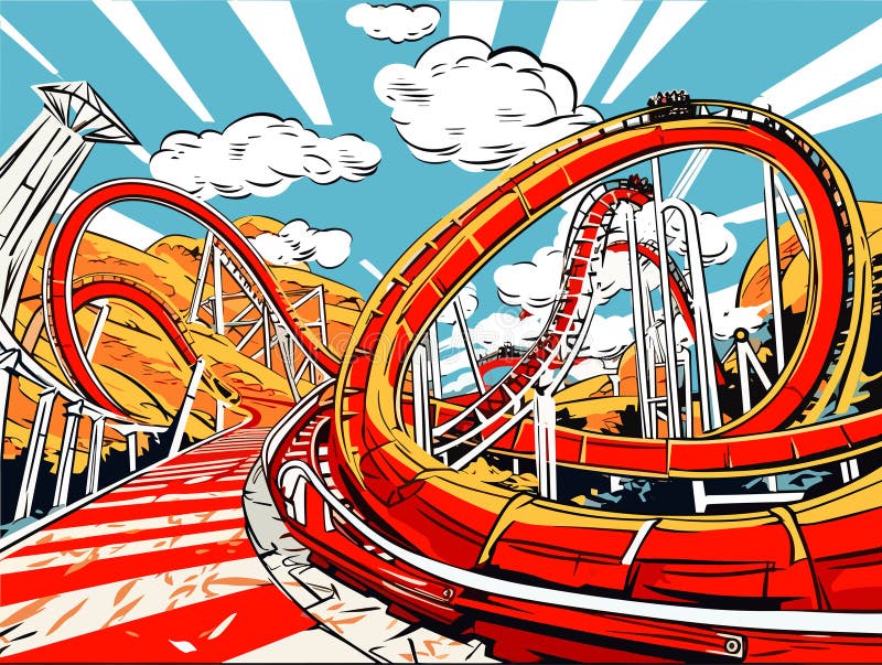A Roller Coaster with a Red Track - Red Roller Coaster Ride at ...