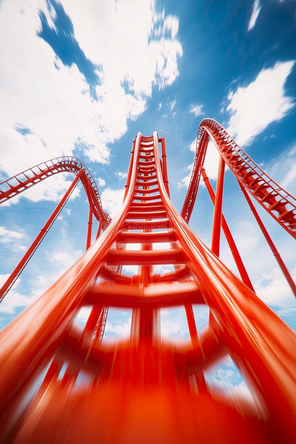 Roller Coaster with a Red Track Stock Illustration - Illustration of ...