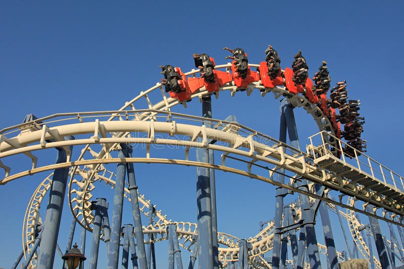 Roller coaster ride. editorial photography. Image of loop - 19966382