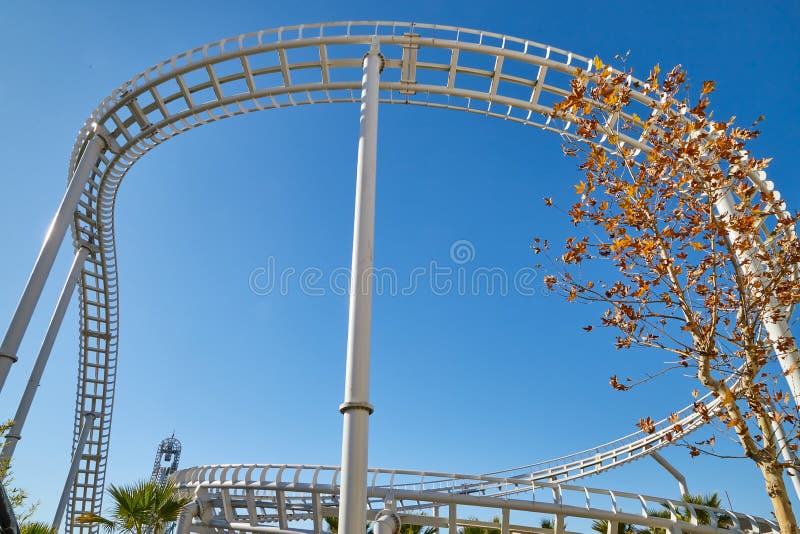 Roller Coaster Ride Against Blue Sky in a Nice Day Stock Image - Image ...