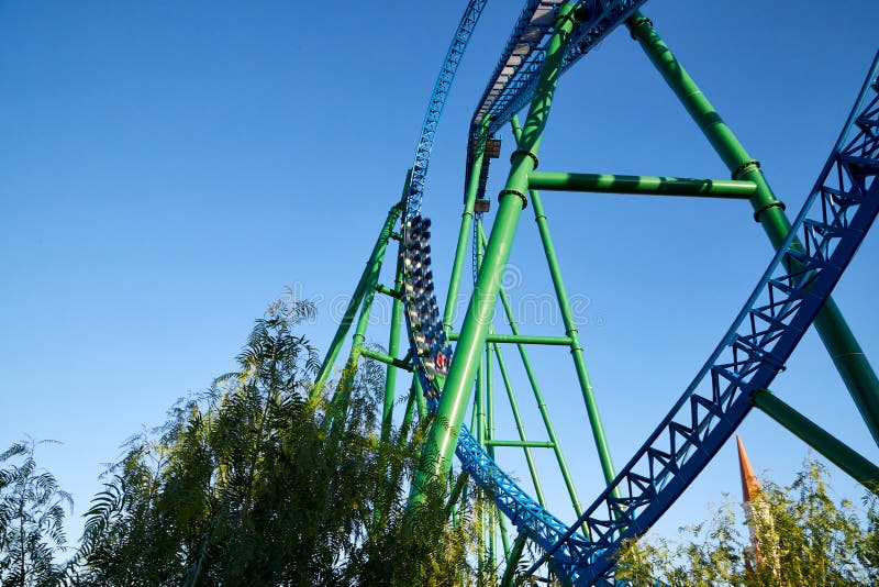 Roller Coaster Ride Against Blue Sky in a Nice Day Stock Photo - Image ...