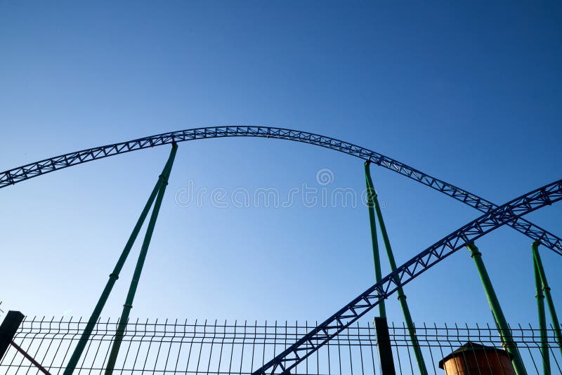 Roller Coaster Ride Against Blue Sky in a Nice Day Stock Image - Image ...