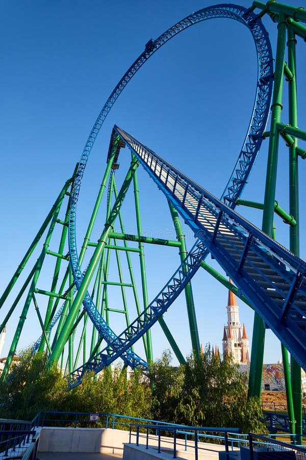 Roller Coaster Ride Against Blue Sky In A Nice Day Editorial Image ...