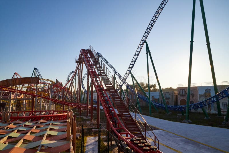 Roller Coaster Ride Against Blue Sky in a Nice Day Editorial Stock ...