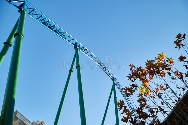 Roller Coaster Ride Against Blue Sky in a Nice Day. Stock Image - Image ...