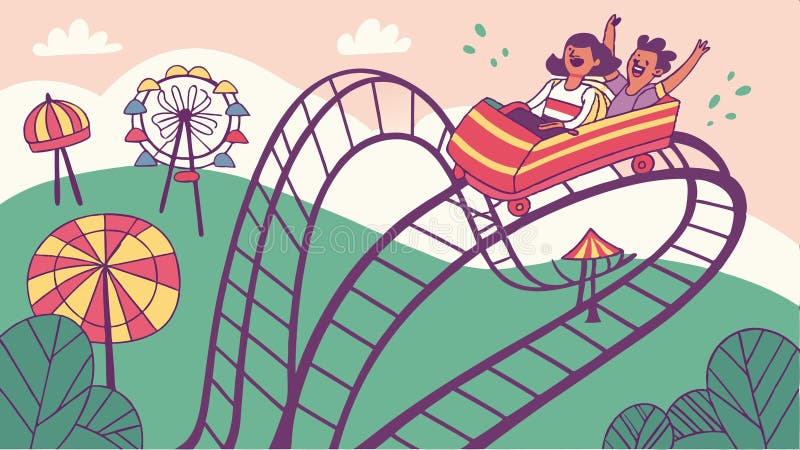 Roller Coaster Ride, Amusement Park, Thrill Ride Vector Design ...