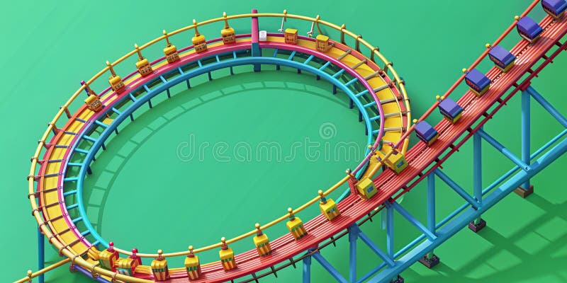 Roller Coaster Ride Flat Design Top View Thrill Theme Animation Vivid ...
