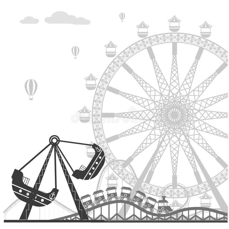 Roller Coaster Ride Line Art Stock Illustration - Illustration of ...