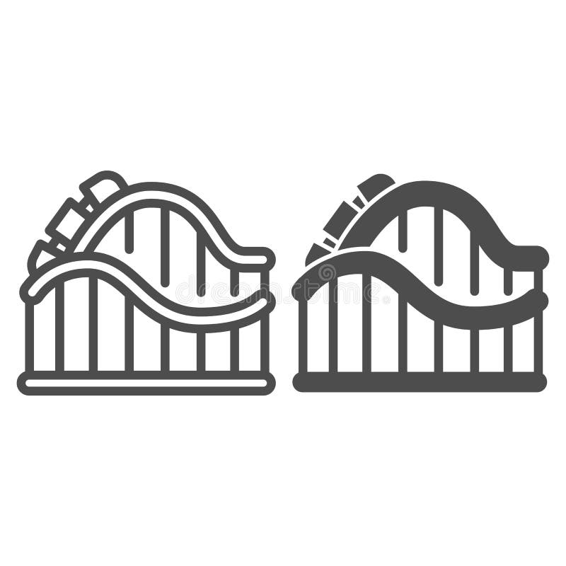 Roller Coaster Ride Line And Solid Icon, Amusement Park Concept ...