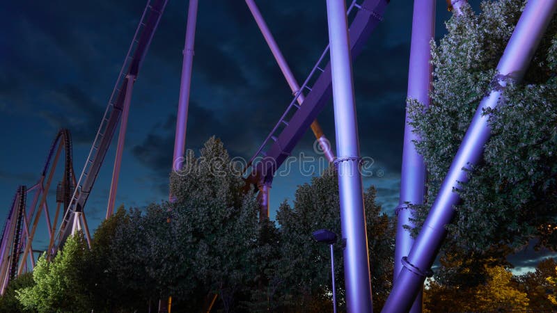 Roller Coaster Silverstar from Europa-Park at Night Stock Photo - Image ...