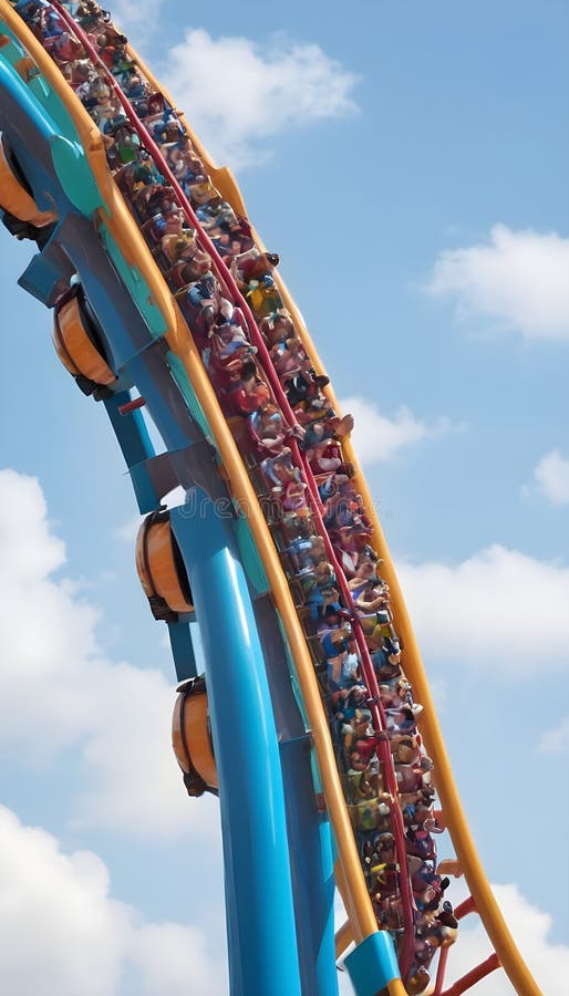 Roller Coaster in the Summer Sky at a Theme Park Stock Illustration ...