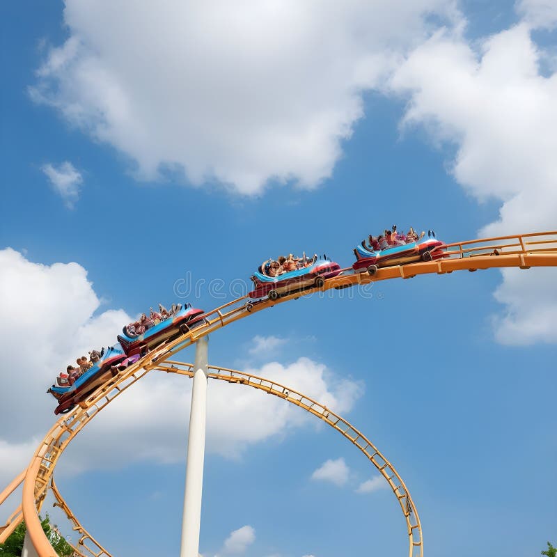 Roller Coaster in the Summer Sky at a Theme Park Stock Illustration ...