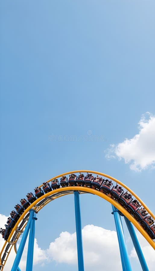 Roller Coaster in the Summer Sky at a Theme Park Stock Illustration ...