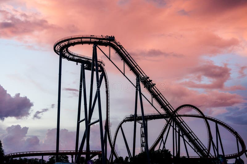 Roller Coaster Sunset editorial photography. Image of attraction - 35254467