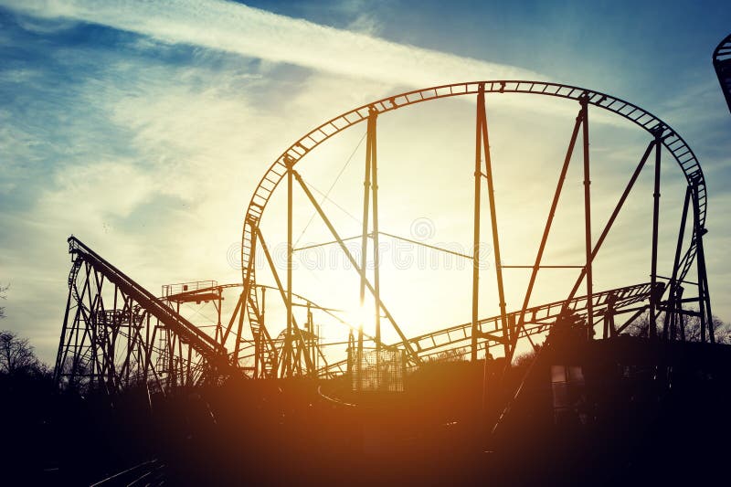 Roller Coaster in the Sunset Stock Photo - Image of sunset, silhouette ...
