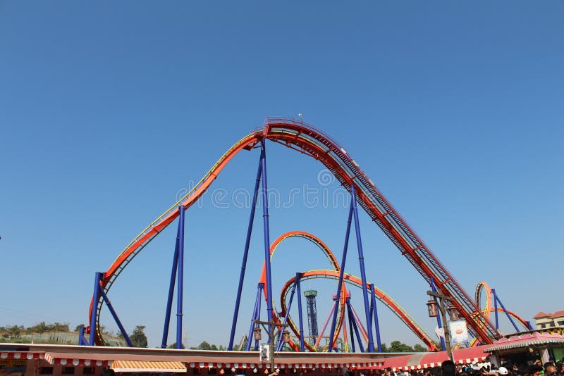 Roller Coaster Theme Park Adventure Stock Image - Image of tower ...