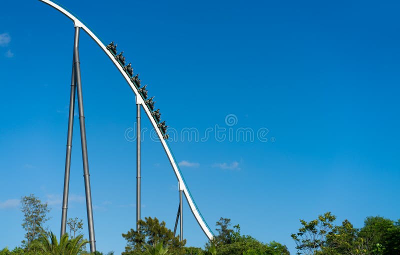 Roller Coaster in Theme Park Stock Photo - Image of extreme, action ...
