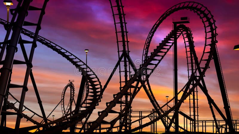 Roller Coaster Thrill Ride at Amusement Park Stock Footage - Video of ...