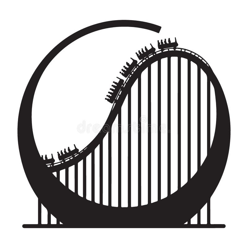 Roller Coaster Thrill Ride Silhouette Vector Graphic Art Design Stock ...