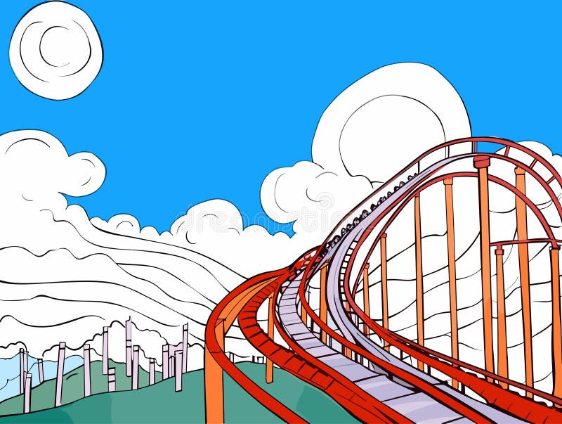 A Roller Coaster Track Going Up a Hill - Rollercoaster in Amusement ...