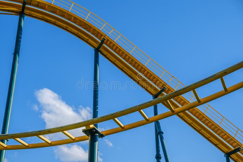 Roller Coaster Track Inside Public Amusement Park Stock Image - Image ...