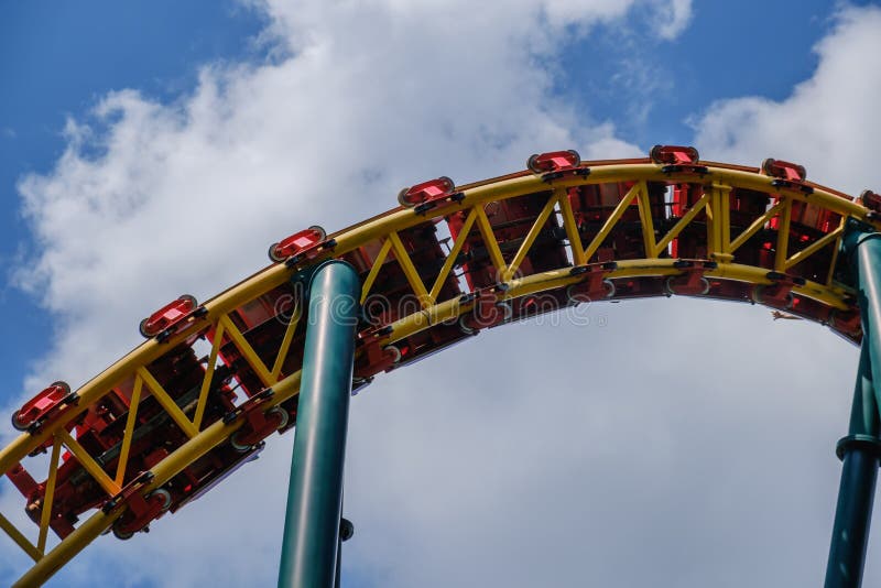 Roller Coaster Track Inside Public Amusement Park Stock Image - Image ...