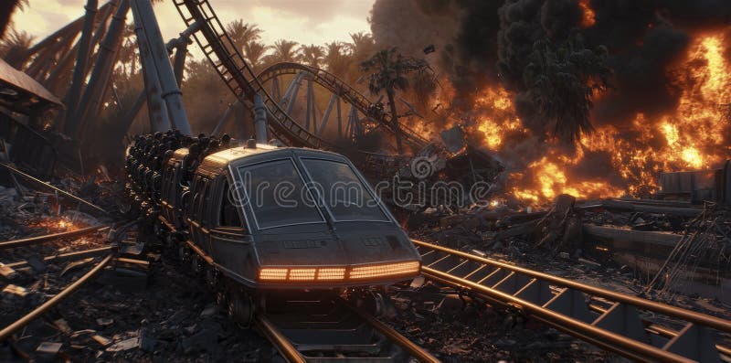 Disaster Strikes Roller Coaster Train Crash Amidst Fiery Chaos ...