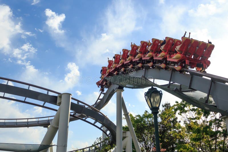 Roller Coaster with Blue Sky Editorial Stock Photo - Image of outdoors ...