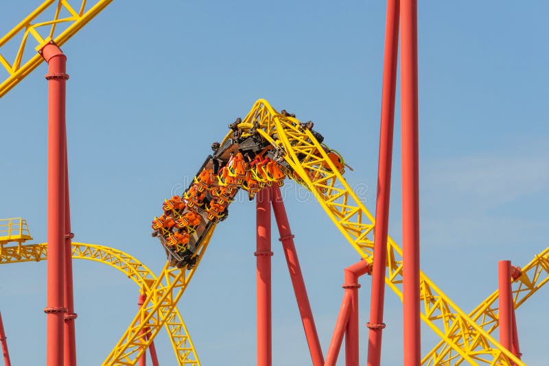 Roller Coaster Yellow-red Up Down Turn and a Passing Loop Feint, Spiral ...