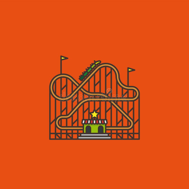 Roller Coaster Vector Line Icon Stock Vector - Illustration of vector ...