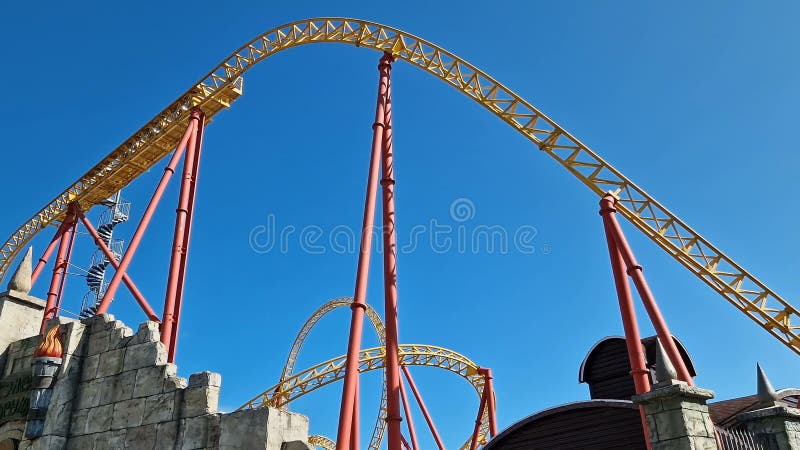 Roller Coasters at the Amusement Park. Stock Footage - Video of passion ...
