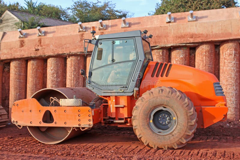Roller on a Construction Site Stock Image - Image of truck, cutting ...