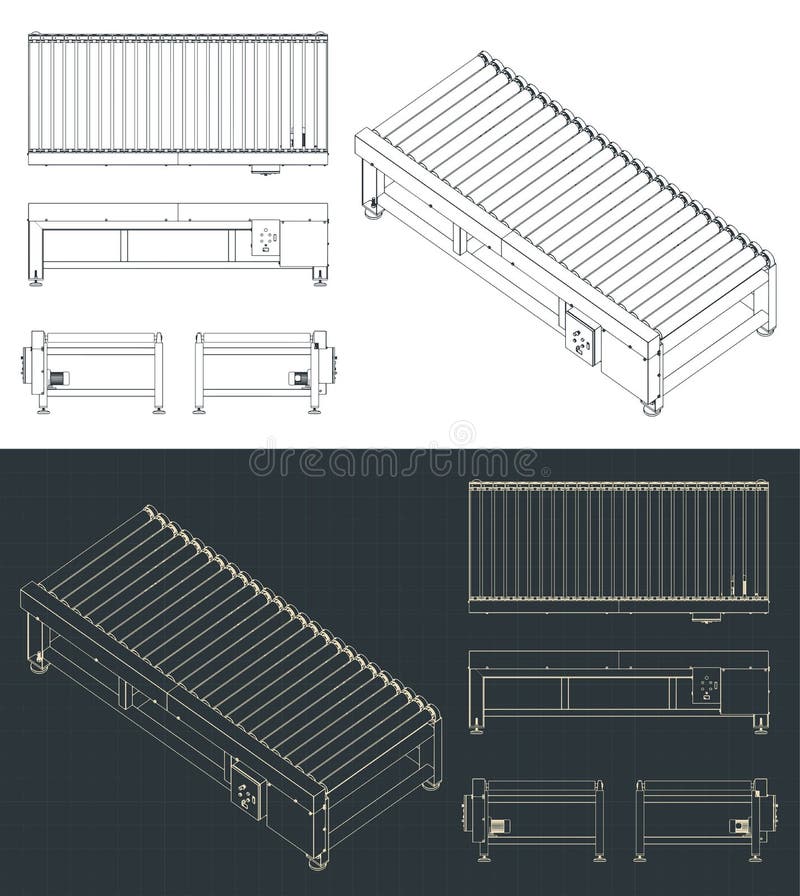 Roller conveyor blueprints stock vector. Illustration of factory ... Roller conveyor blueprints stock vector. Illustration of factory ...