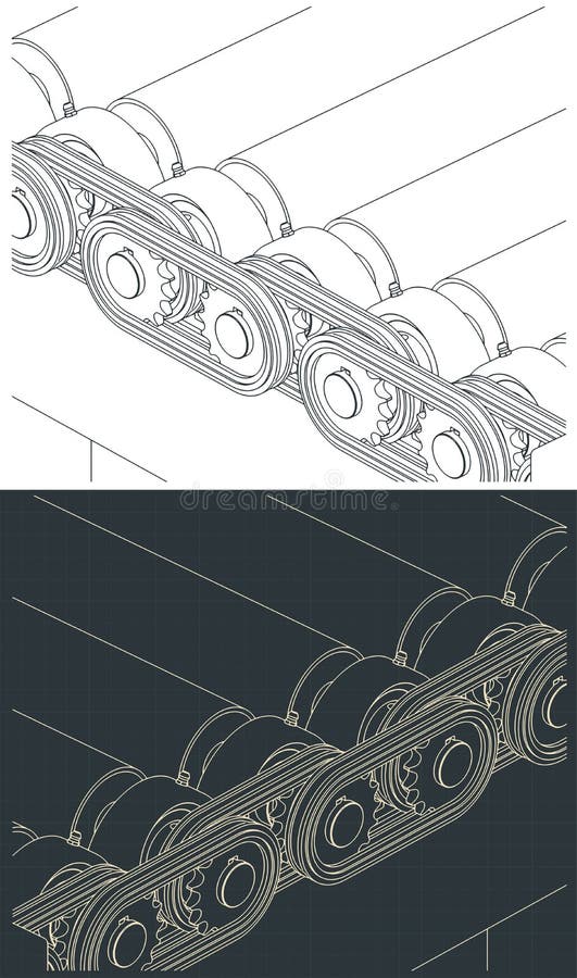 Roller and Belt Conveyors Drawings Stock Vector - Illustration of ...