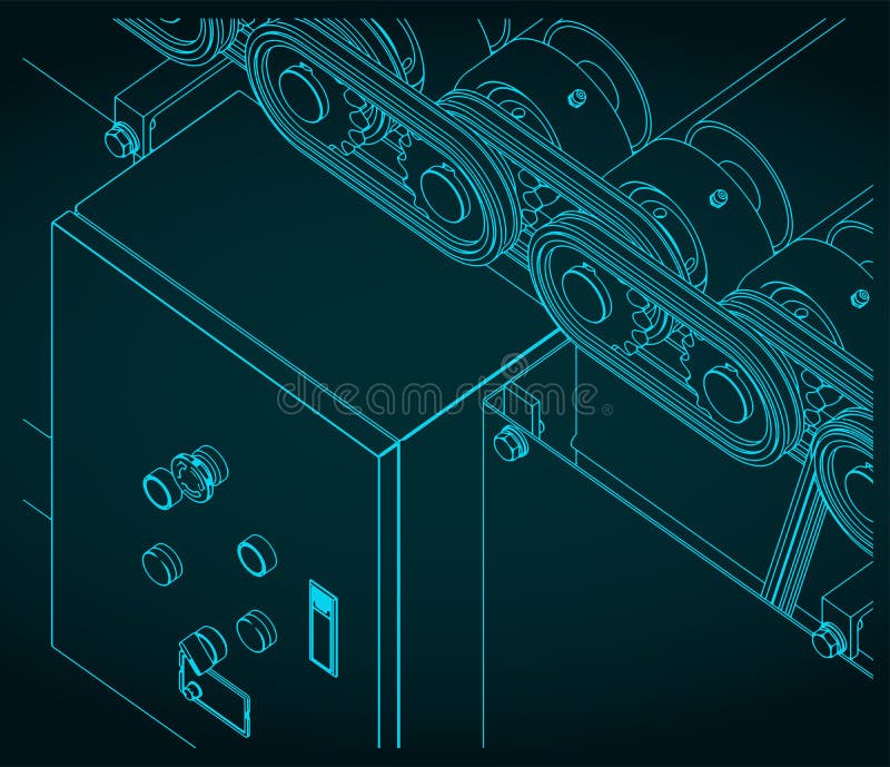 Roller and Belt Conveyors Drawings Stock Vector - Illustration of ...