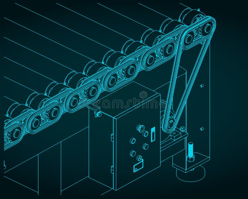 Roller and Belt Conveyors Isometric Drawings Stock Vector ...