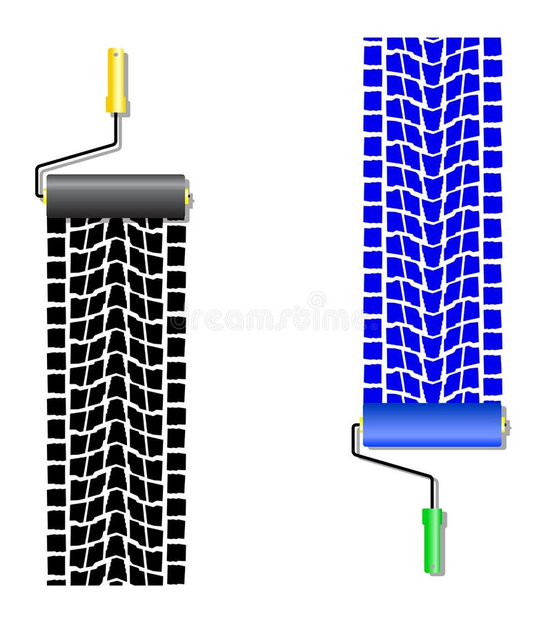The Roller Draws Paint from the Wheel Stock Vector - Illustration of ...