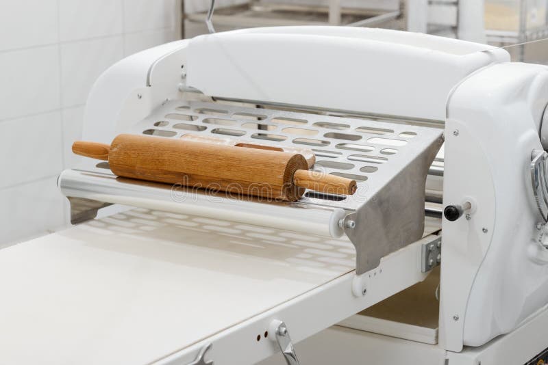 Roller Machine and Rolling Pin Stock Image - Image of pastry ...