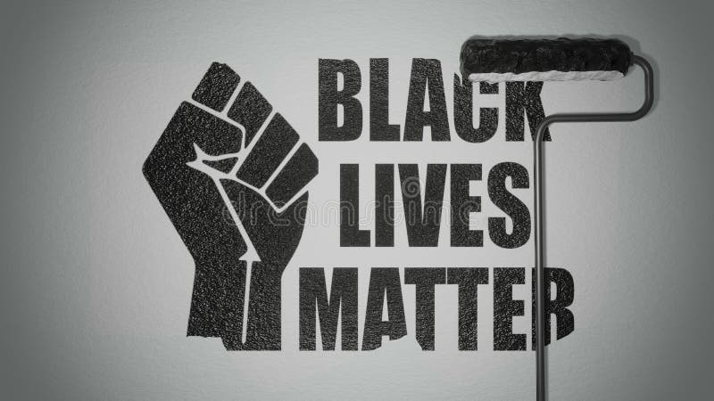 Roller Paints the Wall in Colors of BLM Flag. 3d Render. Stock ...