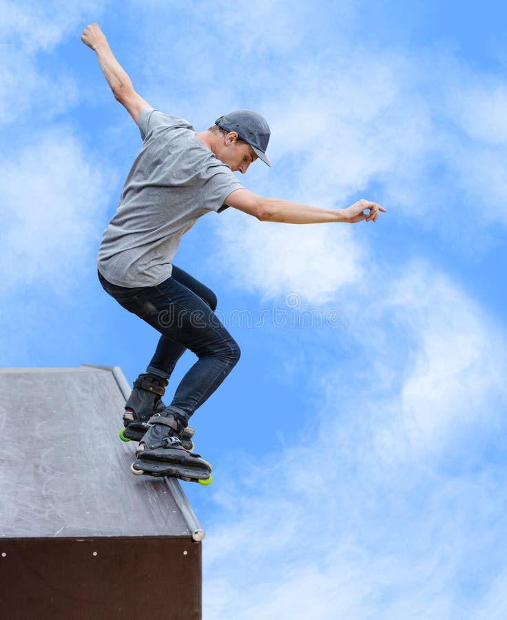 Roller performs a trick stock image. Image of male, extreme - 90646999