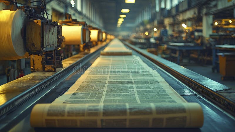 Roller Printing Press for Newspaper Production Stock Illustration ...
