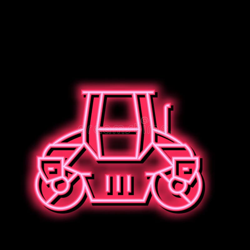 Roller Road Construction Machine Neon Glow Icon Illustration Stock ...