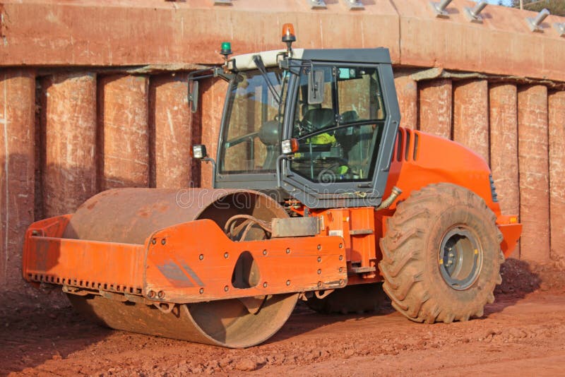 Roller on a Construction Site Stock Image - Image of truck, cutting ...
