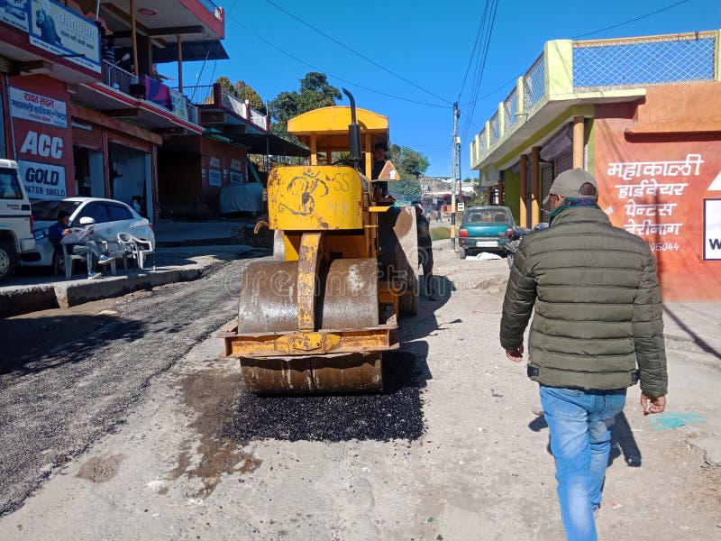 The roller rolled the road editorial stock image. Image of devloped ...